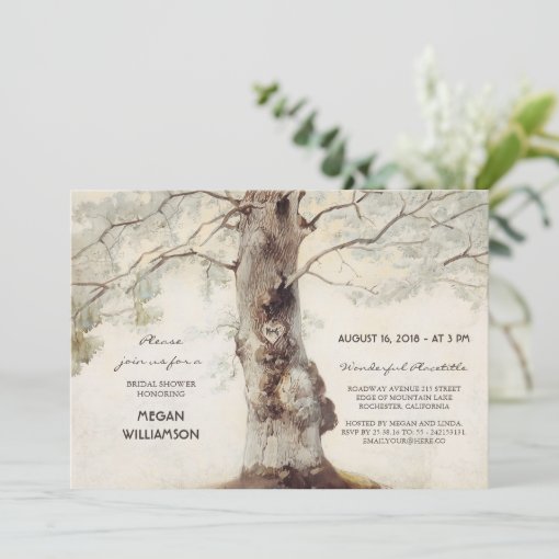 Oak Tree Rustic Bridal Shower Invitation | Zazzle