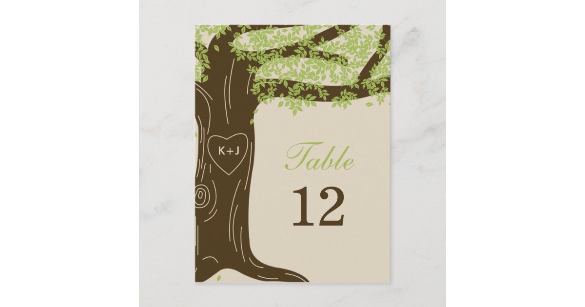 Oak Tree Wedding Table Number Card | Zazzle