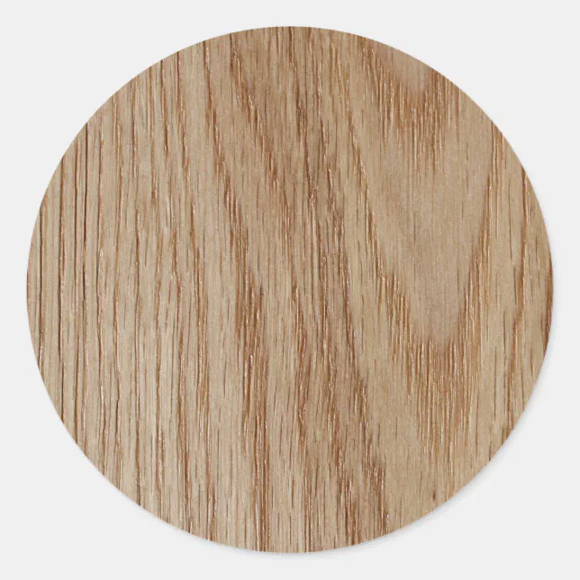 Oak Wood Grain Look Classic Round Sticker | Zazzle