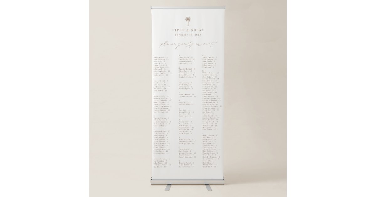 OASIS Wedding Alphabetical Seating Chart Retractable Banner | Zazzle