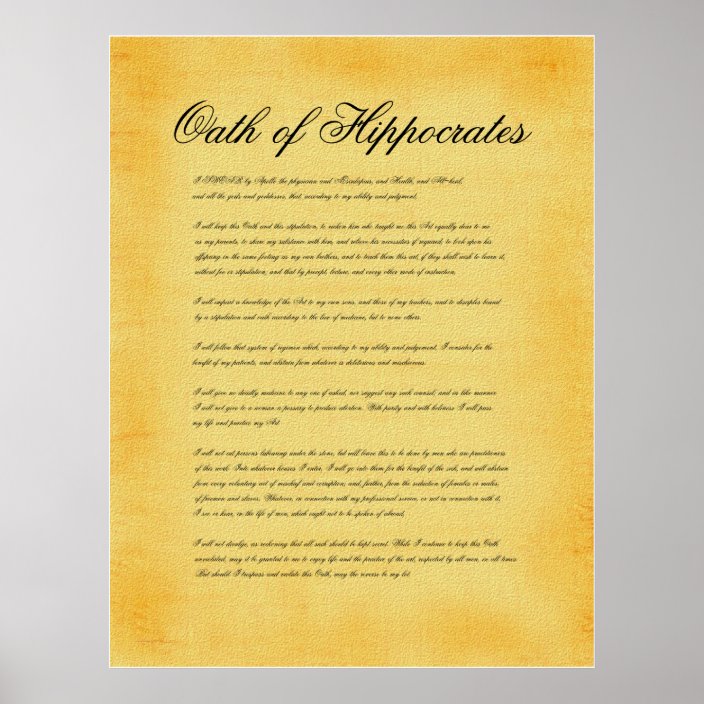 Oath of Hippocrates, canvas parchment look Poster | Zazzle.com