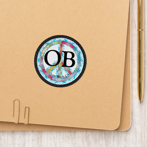 OB Ocean Beach California Peace Sign Patch | Zazzle