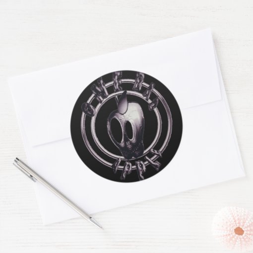OBA metallic apple skull logo sticker | Zazzle