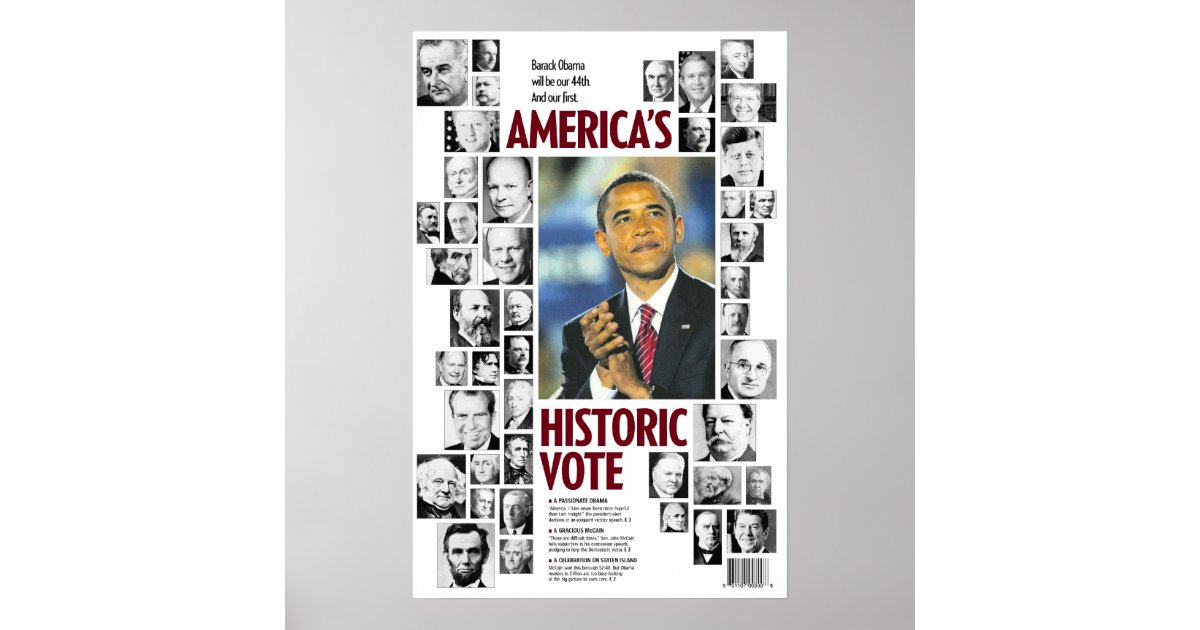 Obama: America's Historic Vote Poster | Zazzle
