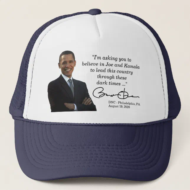 Obama for Biden Harris 2020 Election DNC Speech Trucker Hat | Zazzle