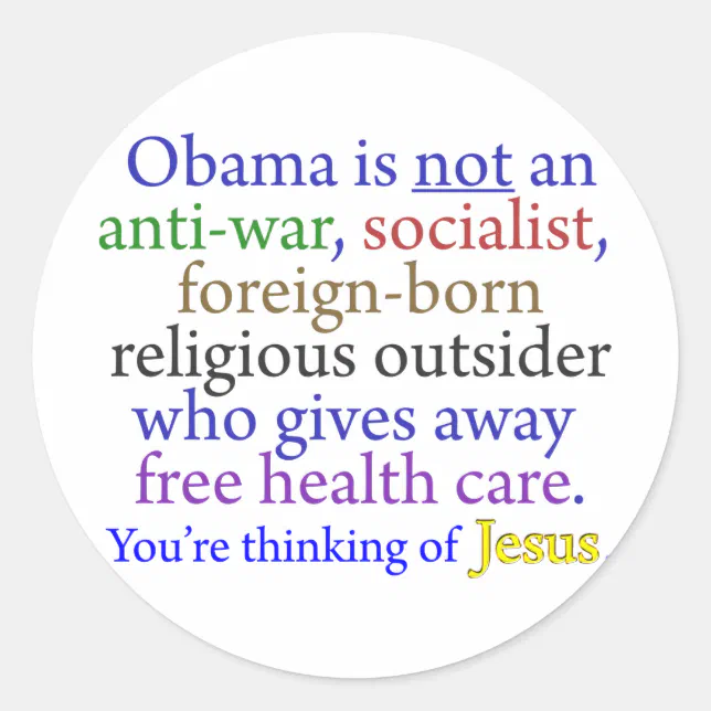 Obama & Jesus Classic Round Sticker | Zazzle