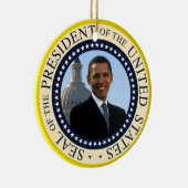 Obama Portrait in Official Presidential Seal Ceramic Ornament | Zazzle