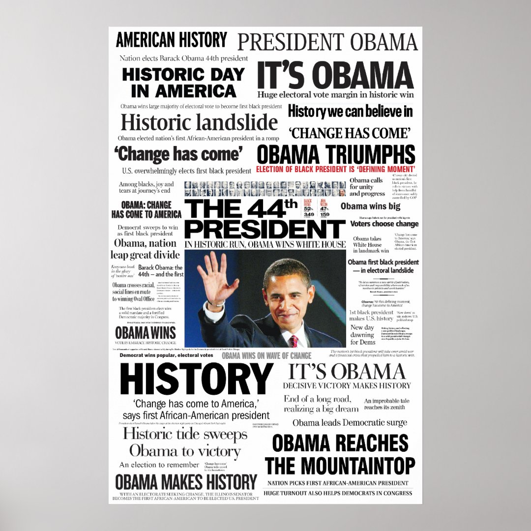 Obama: The 44th President Headline Collage Poster | Zazzle