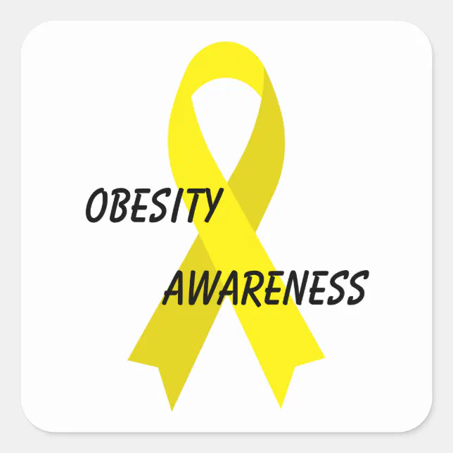 Obesity Yellow Awareness Ribbon by Janz Square Sticker | Zazzle