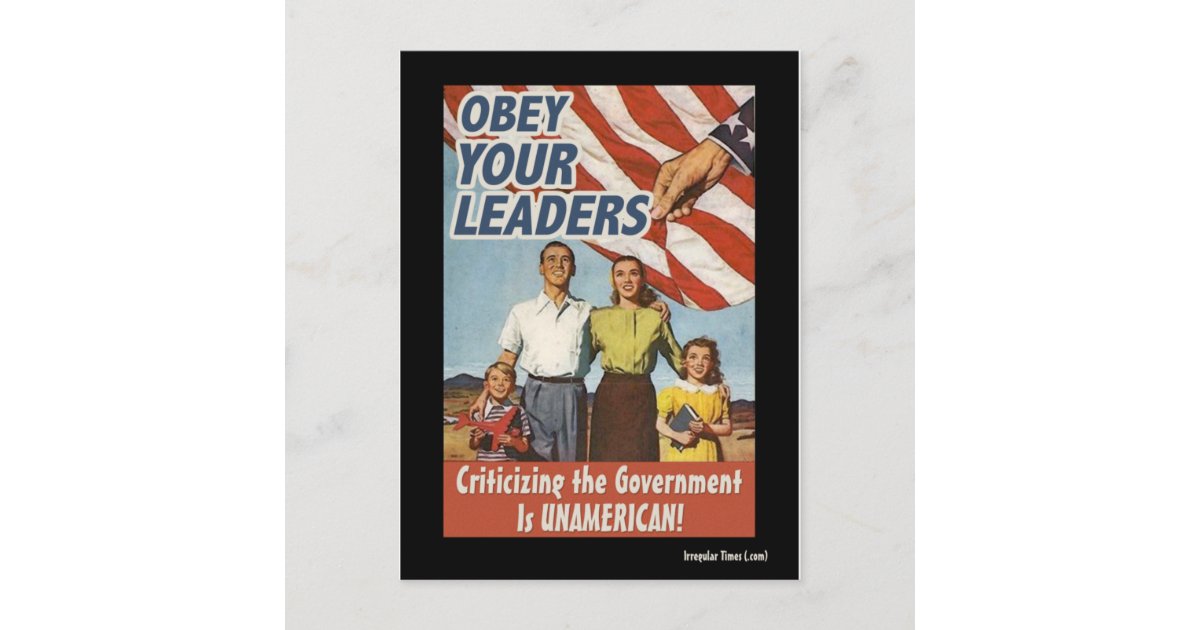 Obey Your Leaders Propaganda Postcard | Zazzle
