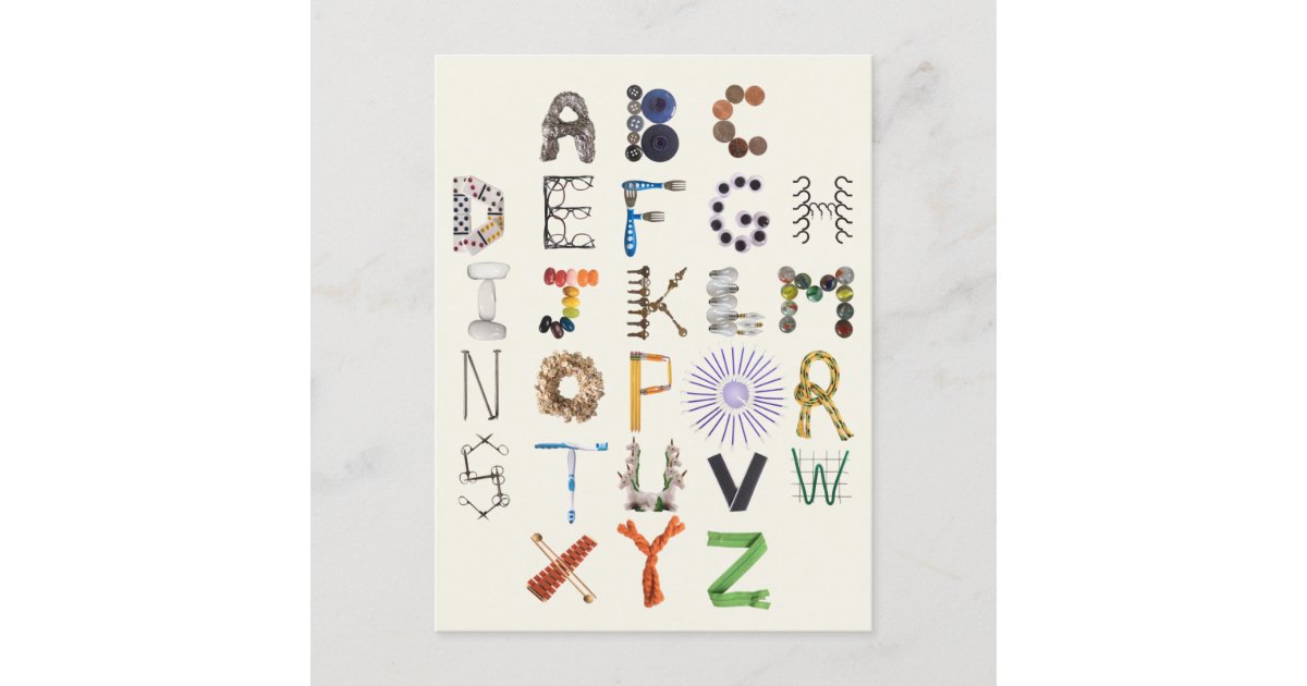 Object Alphabet Postcard | Back to School ABC Art | Zazzle