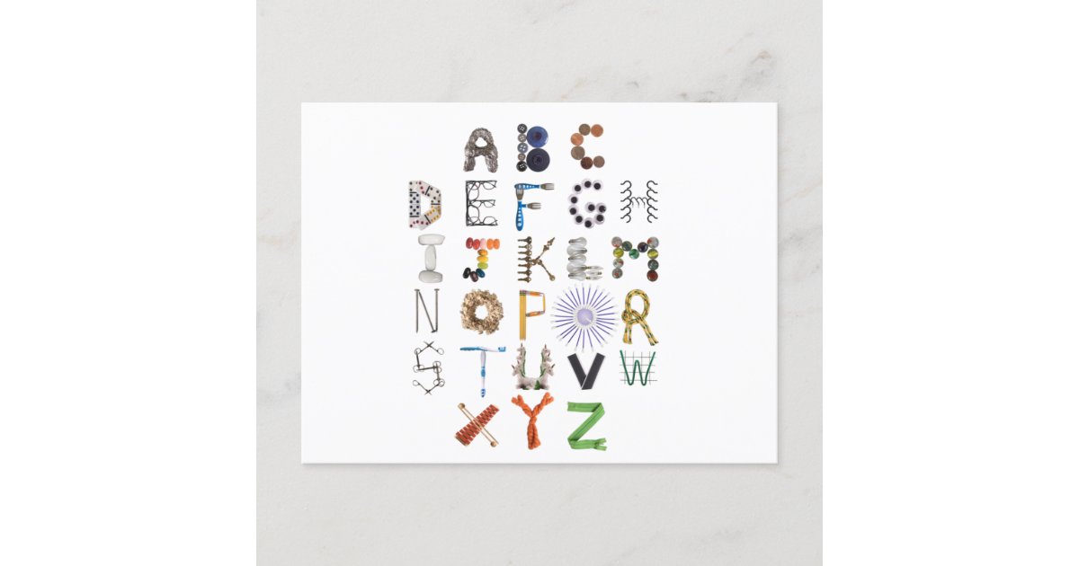 Object Alphabet Postcard | Back to School ABC Art | Zazzle