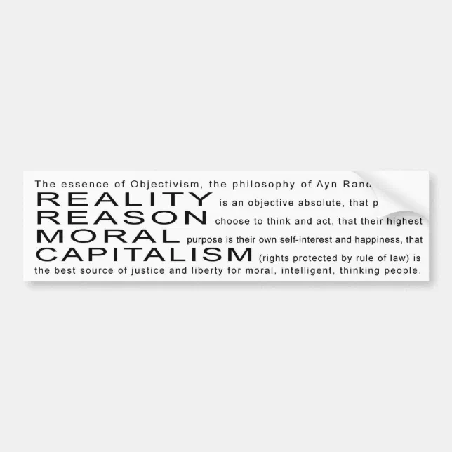 Objectivism Bumper Sticker | Zazzle