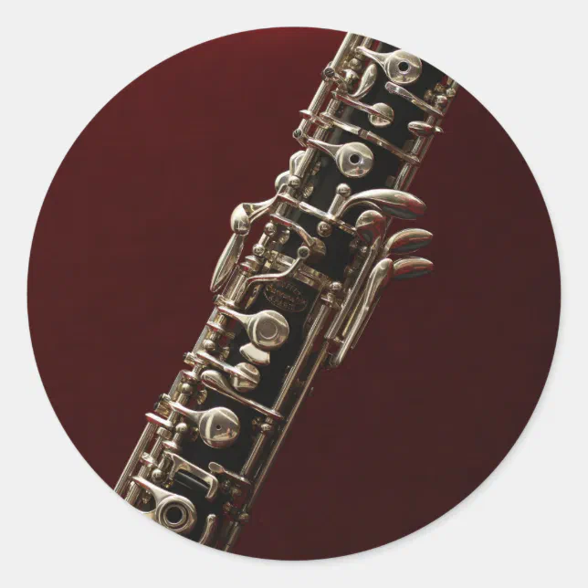 Oboe musical instrument classic round sticker | Zazzle