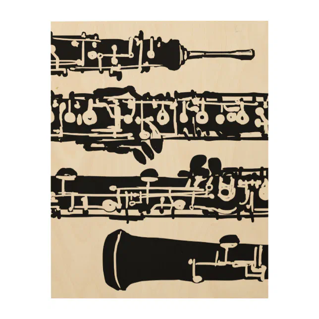 Oboe Wood Panel | 11" x 14" | Zazzle