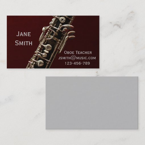 Oboe woodwind instrument music tutor business card | Zazzle