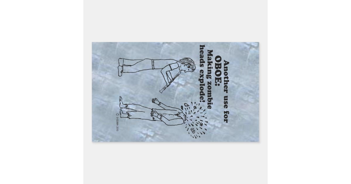Oboe Zombie Explode Rectangular Sticker | Zazzle