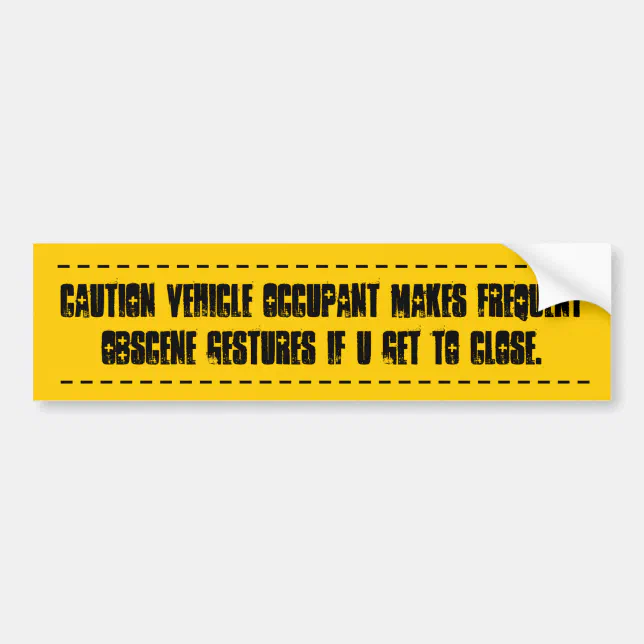 Obscene Driving Gestures Bumper Sticker | Zazzle