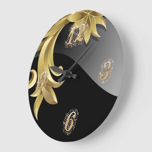 Obsidian Bling Wall Clock | Zazzle