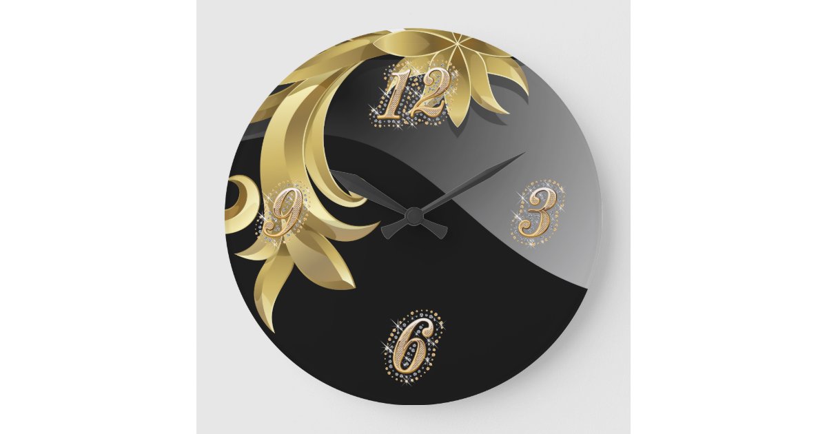 Obsidian Bling Wall Clock | Zazzle