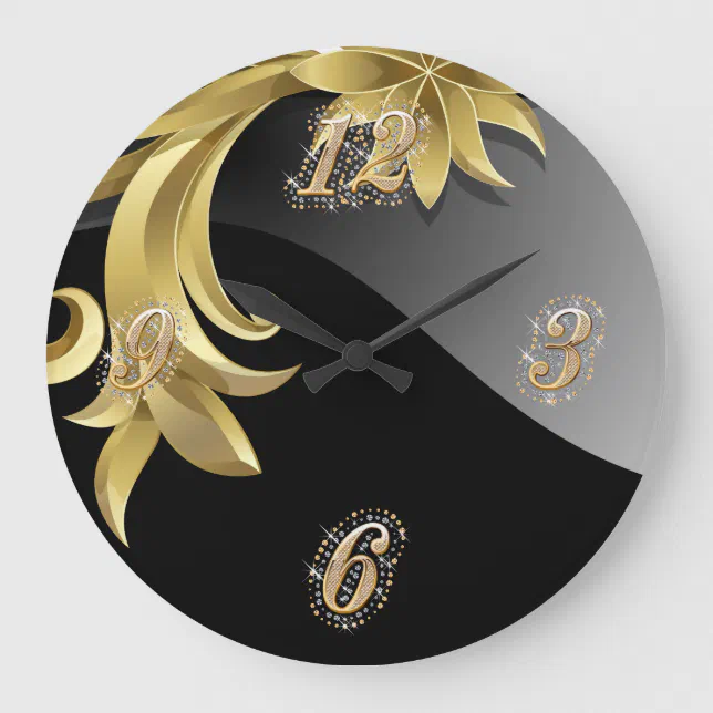 Obsidian Bling Wall Clock | Zazzle