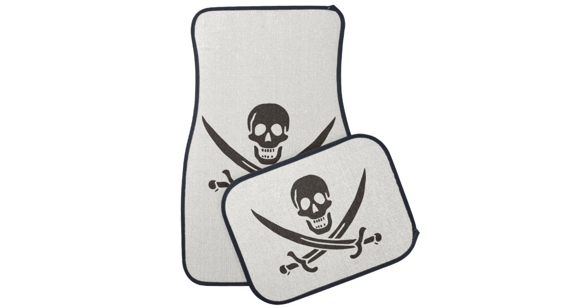 Obsidian Skull Swords Pirate flag of Calico Jack Car Floor Mat | Zazzle