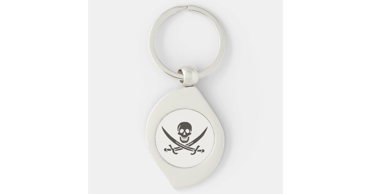 Obsidian Skull Swords Pirate flag of Calico Jack Keychain | Zazzle