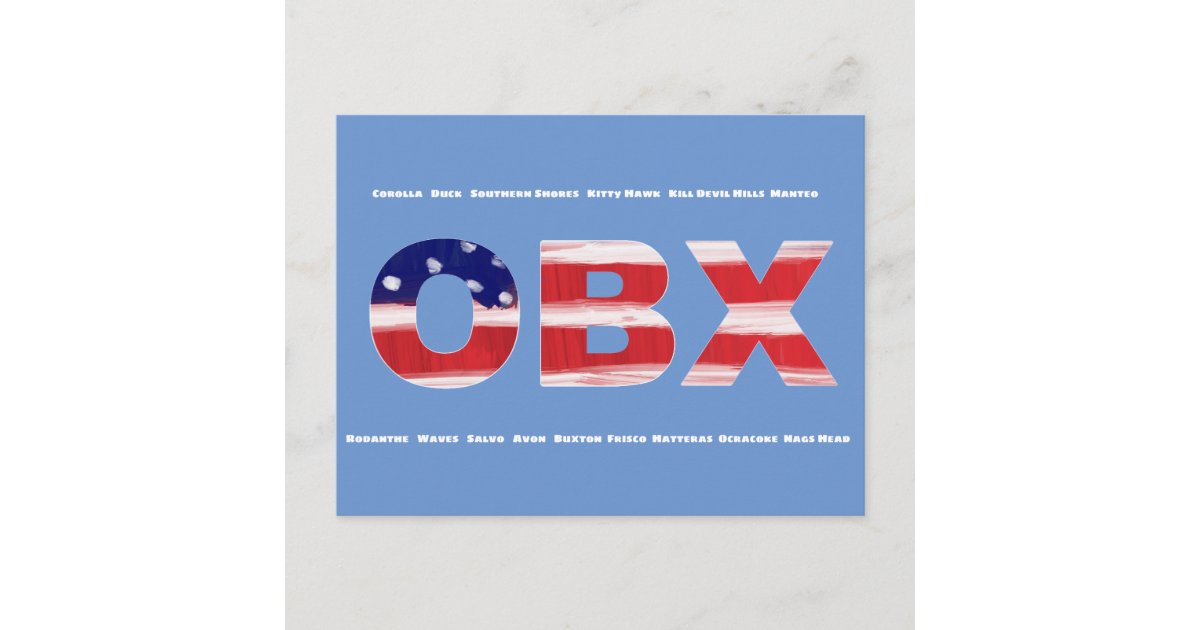 OBX Flag Text And Towns Postcard | Zazzle