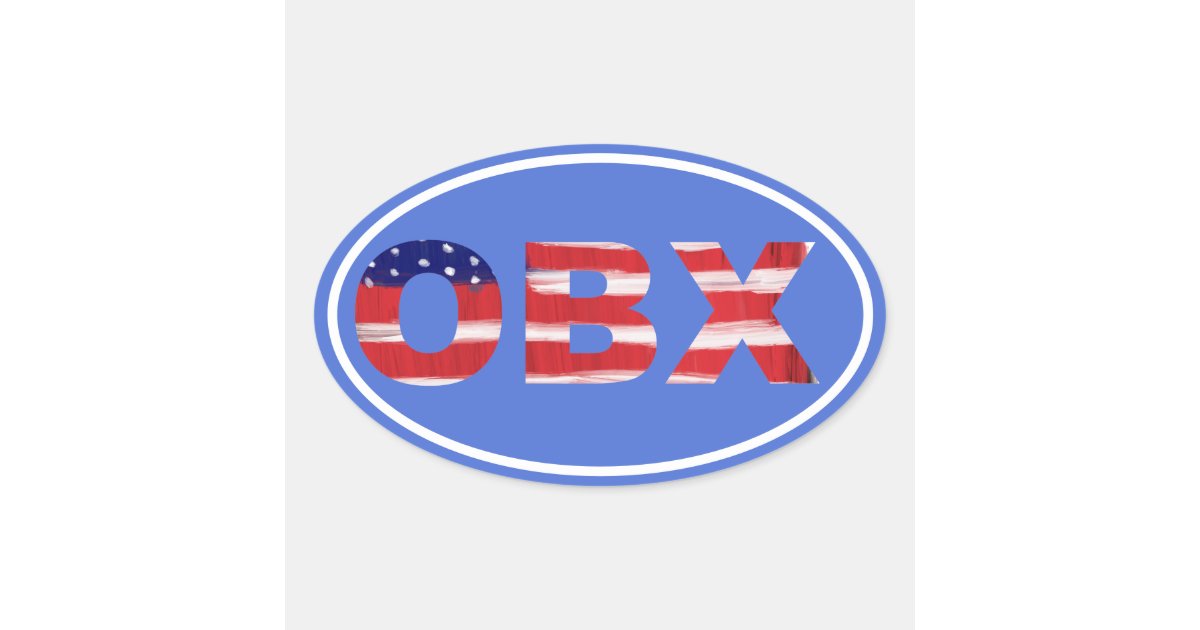 OBX Flag Text Oval Sticker | Zazzle