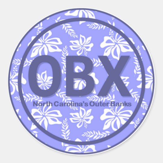 OBX NC Outer Banks North Carolina Purple Beach Classic Round Sticker ...