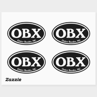 OBX Outer Banks Black Oval Oval Sticker | Zazzle