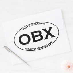 OBX - Outer Banks NC Euro Style Oval Logo Oval Sticker | Zazzle