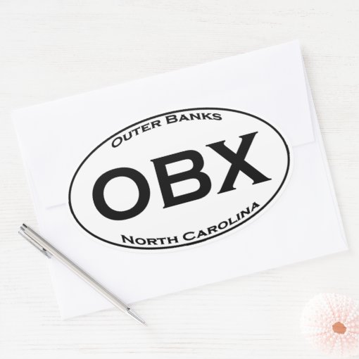 OBX - Outer Banks NC Euro Style Oval Logo Oval Sticker | Zazzle
