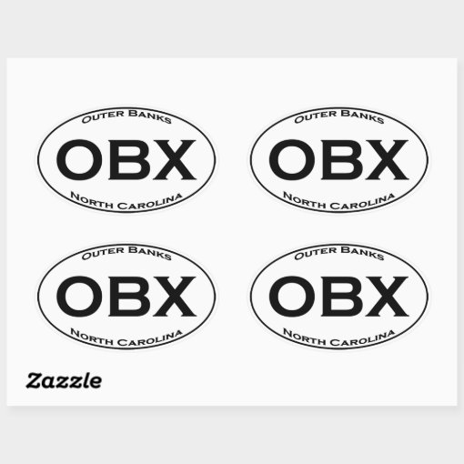 OBX - Outer Banks NC Euro Style Oval Logo Oval Sticker | Zazzle