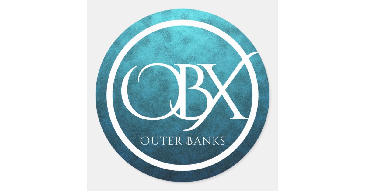 OBX Outer Banks NC on Blue Water Background Beach Classic Round Sticker ...