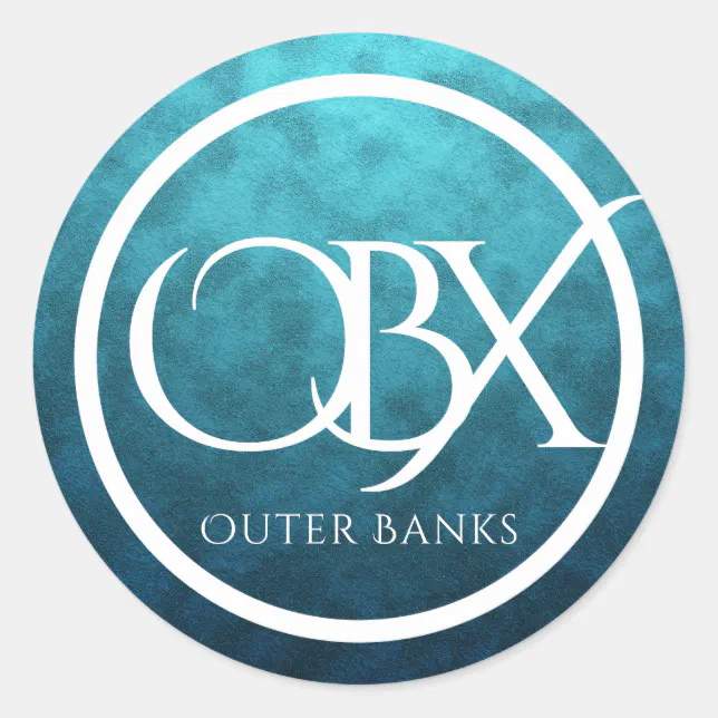 OBX Outer Banks NC on Blue Water Background Beach Classic Round Sticker ...
