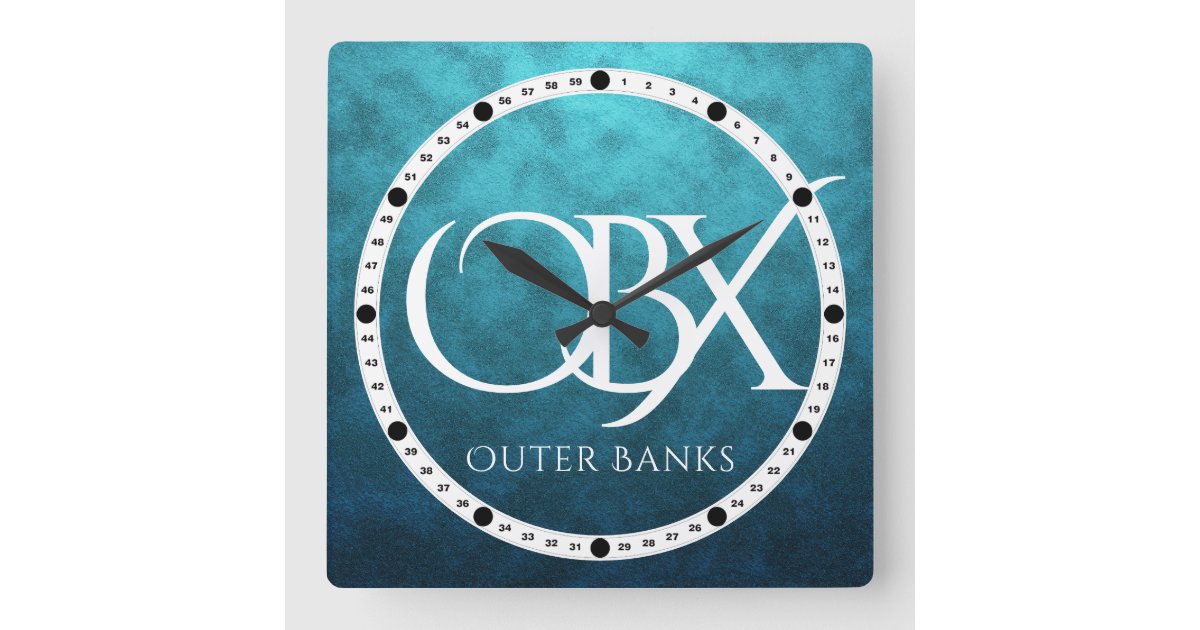 OBX Outer Banks NC on Blue Water Background Beach Square Wall Clock ...