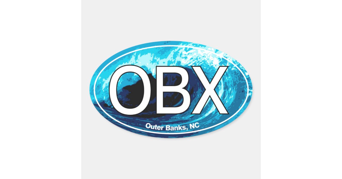 OBX Outer Banks Wave Oval Oval Sticker | Zazzle