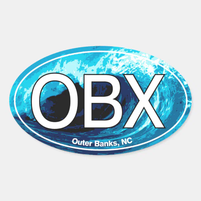 OBX Outer Banks Wave Oval Oval Sticker | Zazzle