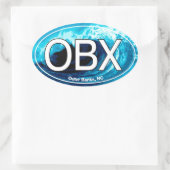 OBX Outer Banks Wave Oval Oval Sticker | Zazzle