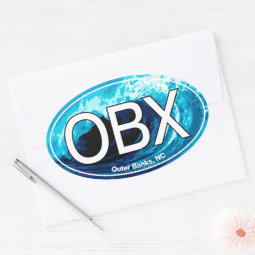 OBX Outer Banks Wave Oval Oval Sticker | Zazzle