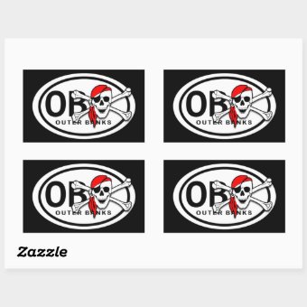 OBX Skull and Crossbones Pirate Stickers | Zazzle