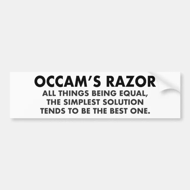 Occam's Razor Definition Science Geek Bumper Sticker | Zazzle