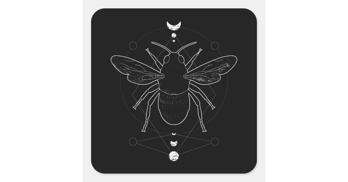 Occult Bee Square Sticker | Zazzle