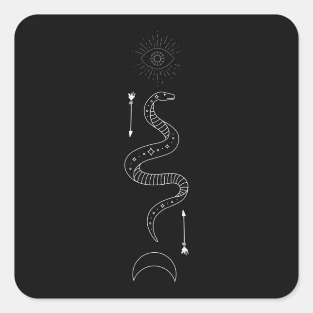 Occult Snake Symbol Gothic Wicca Square Sticker | Zazzle