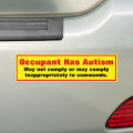 Occupant has Autism Caution Bumper Sticker | Zazzle