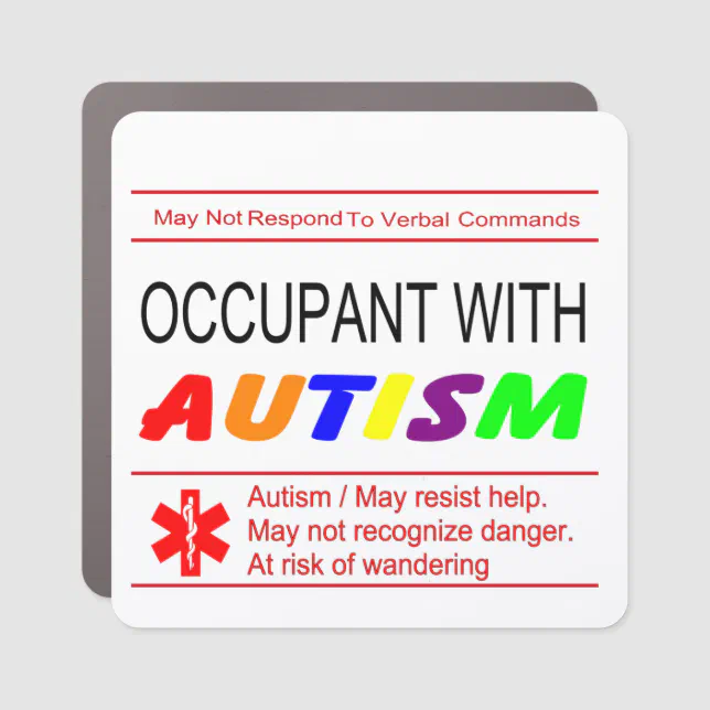 Occupant With Autism Car Magnet | Zazzle