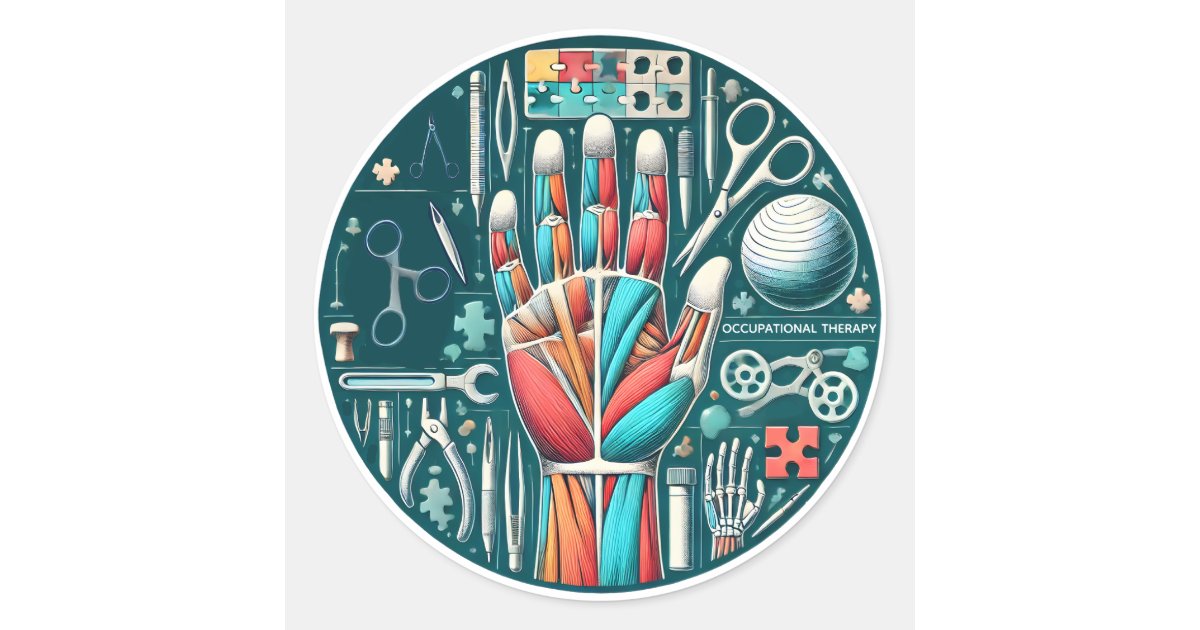 Occupational Therapy Anatomy & Tools Artistic Classic Round Sticker ...