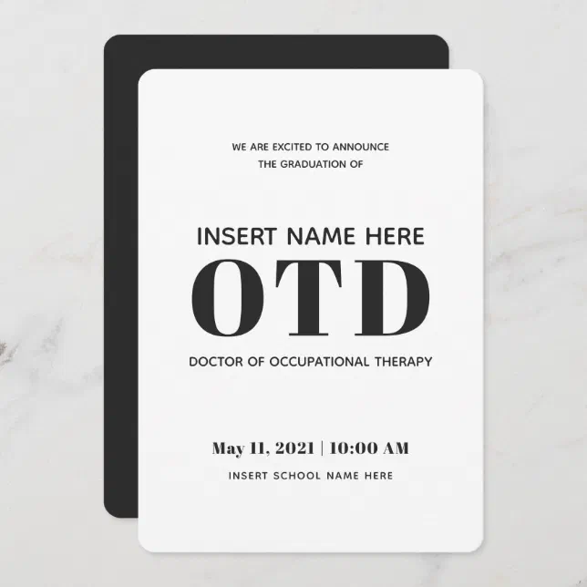Occupational Therapy OTD Graduation Announcement | Zazzle