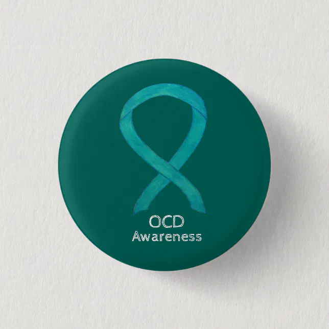 OCD Awareness Ribbon Teal Custom Art Pins | Zazzle